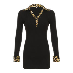 Turnover collar leopard print button mini dress – MUDSWEET