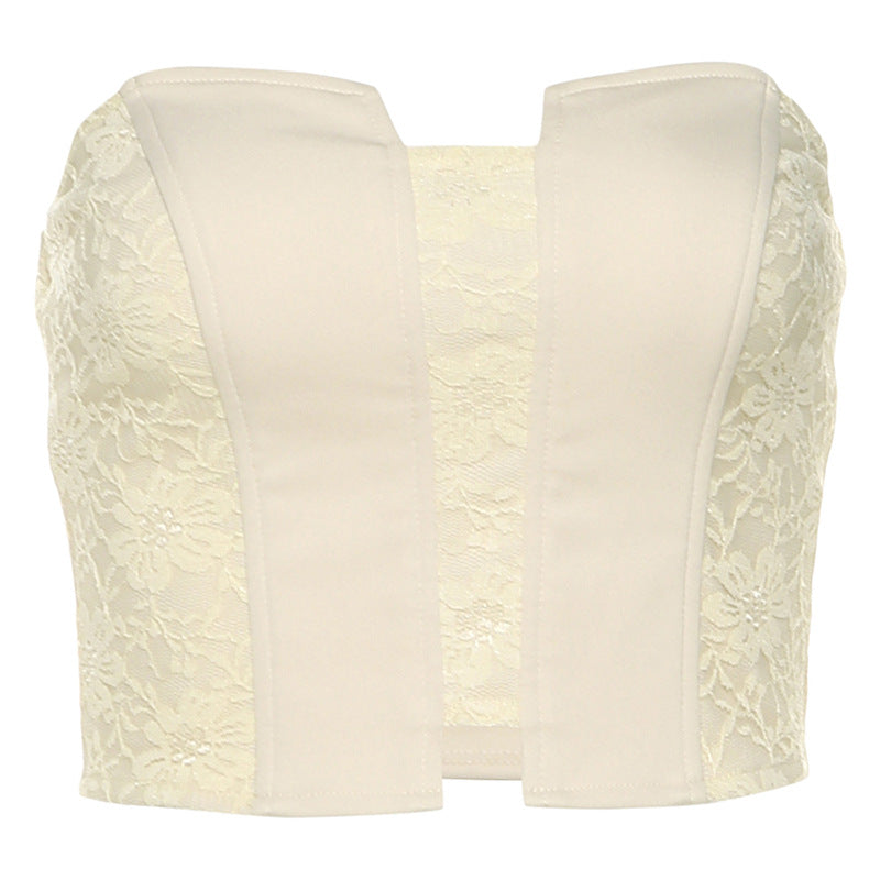 Notch neck lace backless solid tube top – MUDSWEET