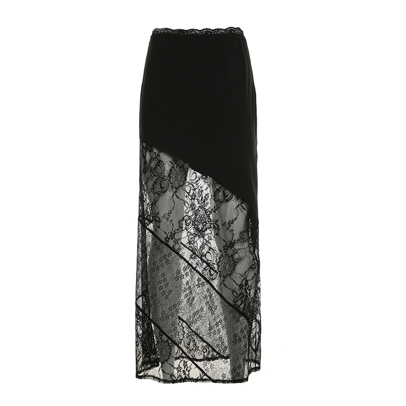 Lace patchwork irregular solid mini skirt – MUDSWEET