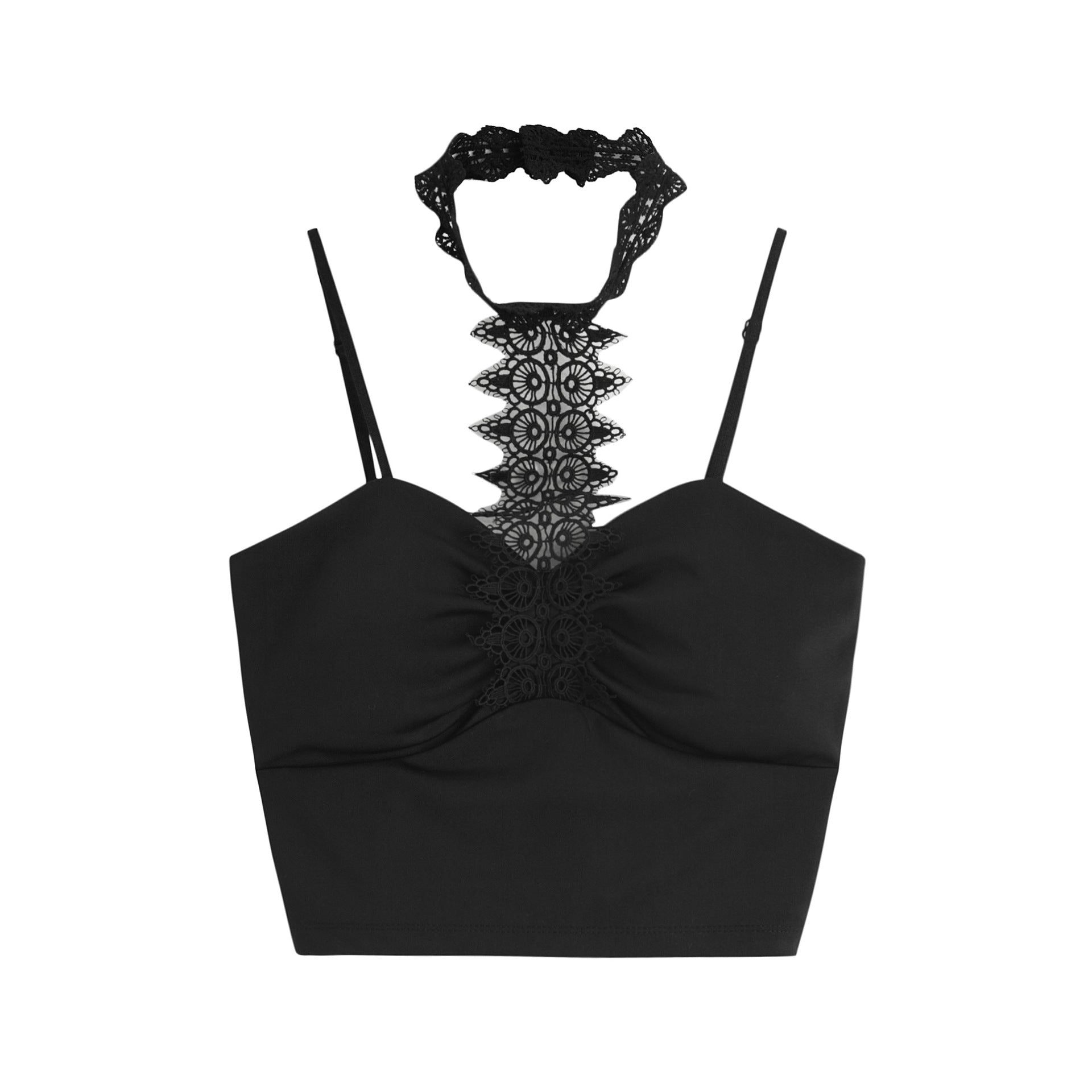 Halter lace hem solid padded cami top – MUDSWEET