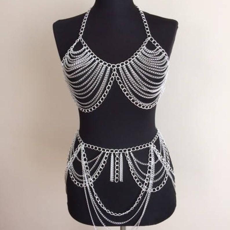 Halter metal waist chain backless set – MUDSWEET