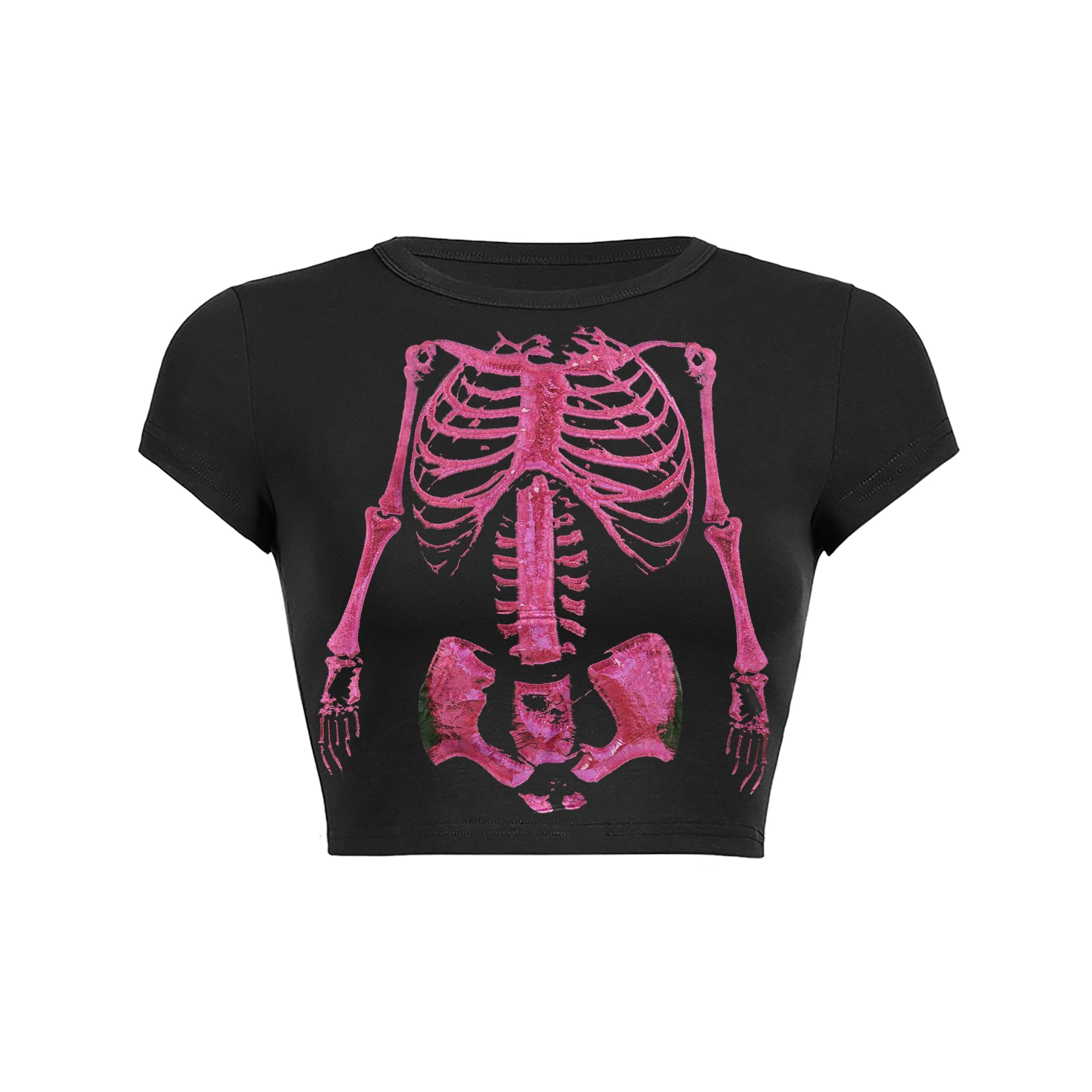Neon Skeleton Crop Top Baby Tee – MUDSWEET