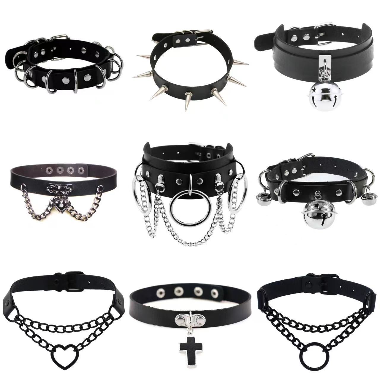 PU leather rivet o ring metal chain necklace – MUDSWEET