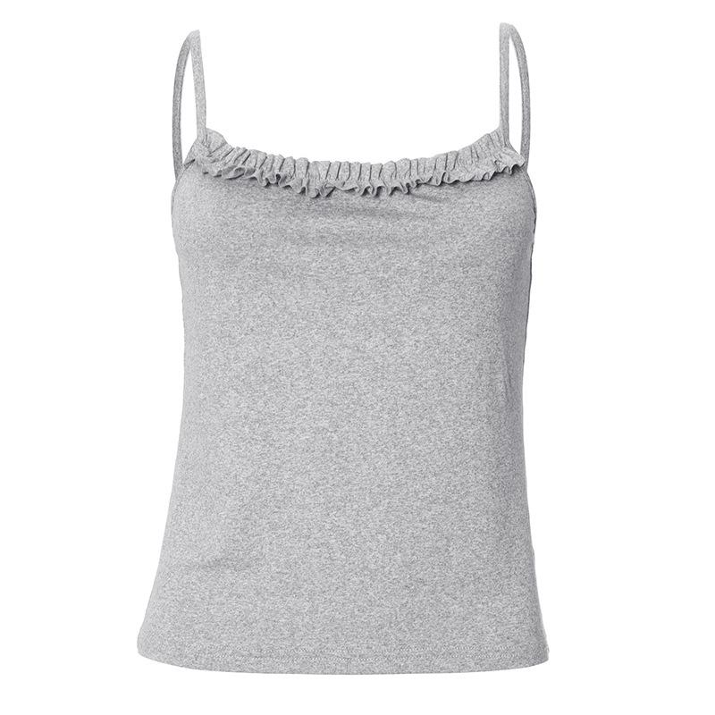 Ruffle backless ruched solid cami top – MUDSWEET