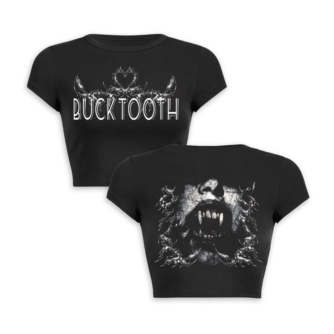 Fanged Horror Crop Top Baby Tee – MUDSWEET
