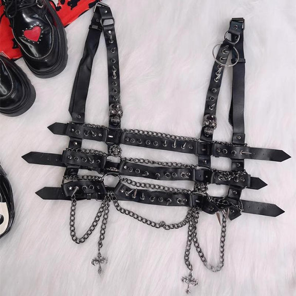 PU leather rivet applique metal chain o ring tube top – MUDSWEET