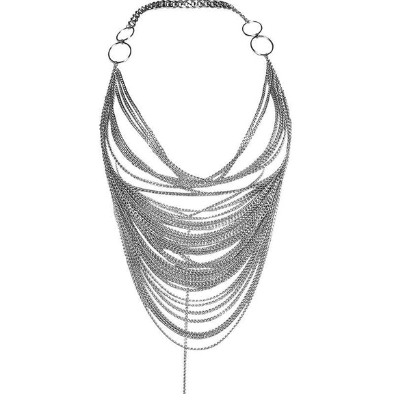 Metal chain see through o ring halter backless crop top – MUDSWEET